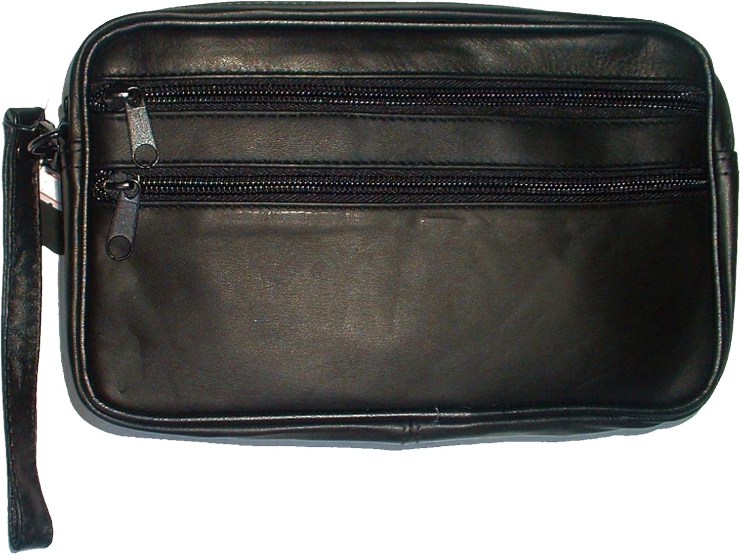 Pochette Sacoche Homme Cuir Noir Agneau Veritable 2 Zips (22x14 cm ...