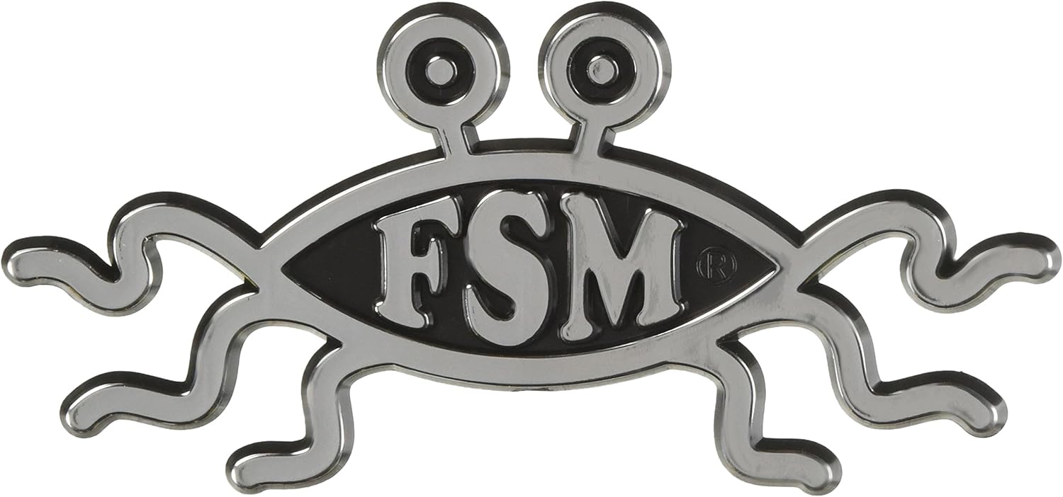 FSM Flying Spaghetti Monster Plastic Auto Emblem - [Silver][5 1/2'' x 2 ...