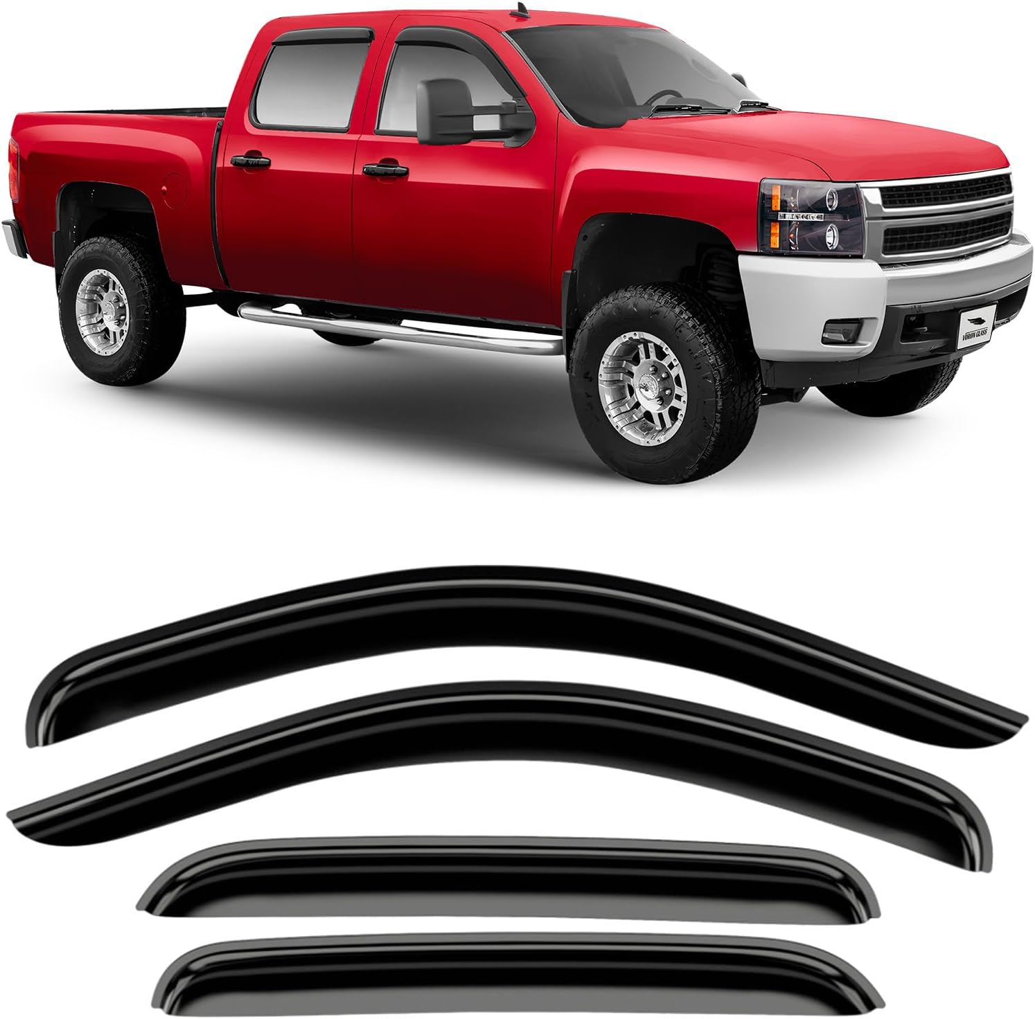 Voron Glass Tape-on Extra Durable Rain Guards for Trucks Chevrolet ...