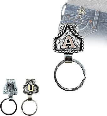 Western Cowboy Alphabet Keychain, Mini Vintage Letter Key Chain Holder ...