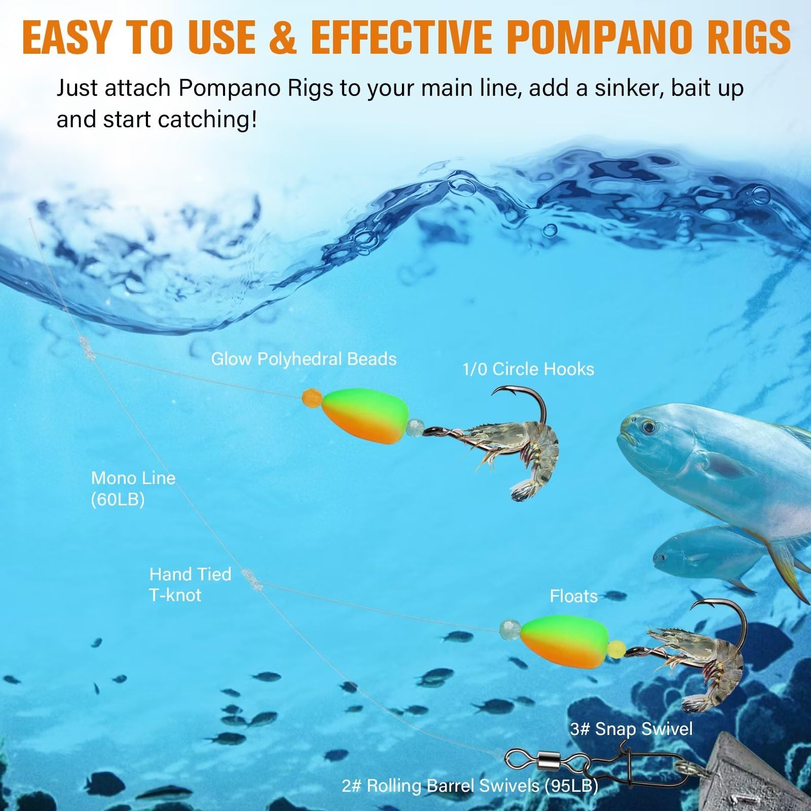 Snapklik.com : Dovesun Pompano Rigs For Surf Fishing Pompano Rig