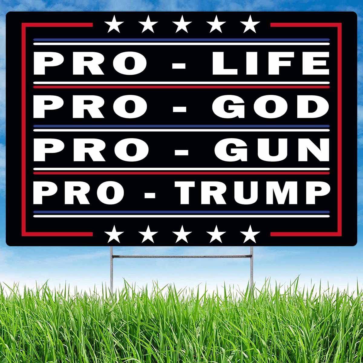 Amazon.com : Pro-Life Pro-Gun Pro-God Pro-Trump Yard Sign Trump for ...