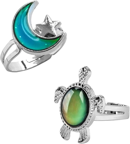 Amazon.com: LHXVQZW 2 Pcs Mood Rings Turtle and Star Moon Adjusable ...