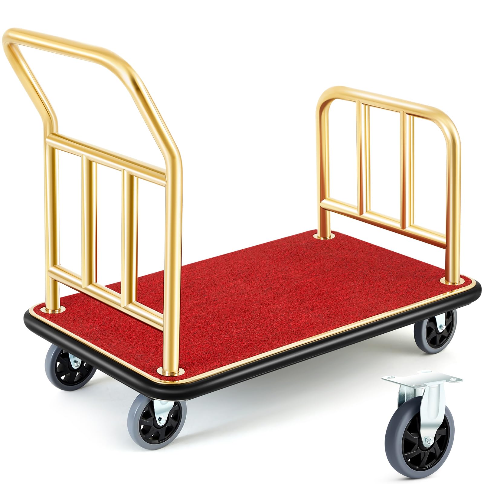 Amazon.com: Gilprop Hotel Luggage Cart Bellman's Cart Rectangular Red ...