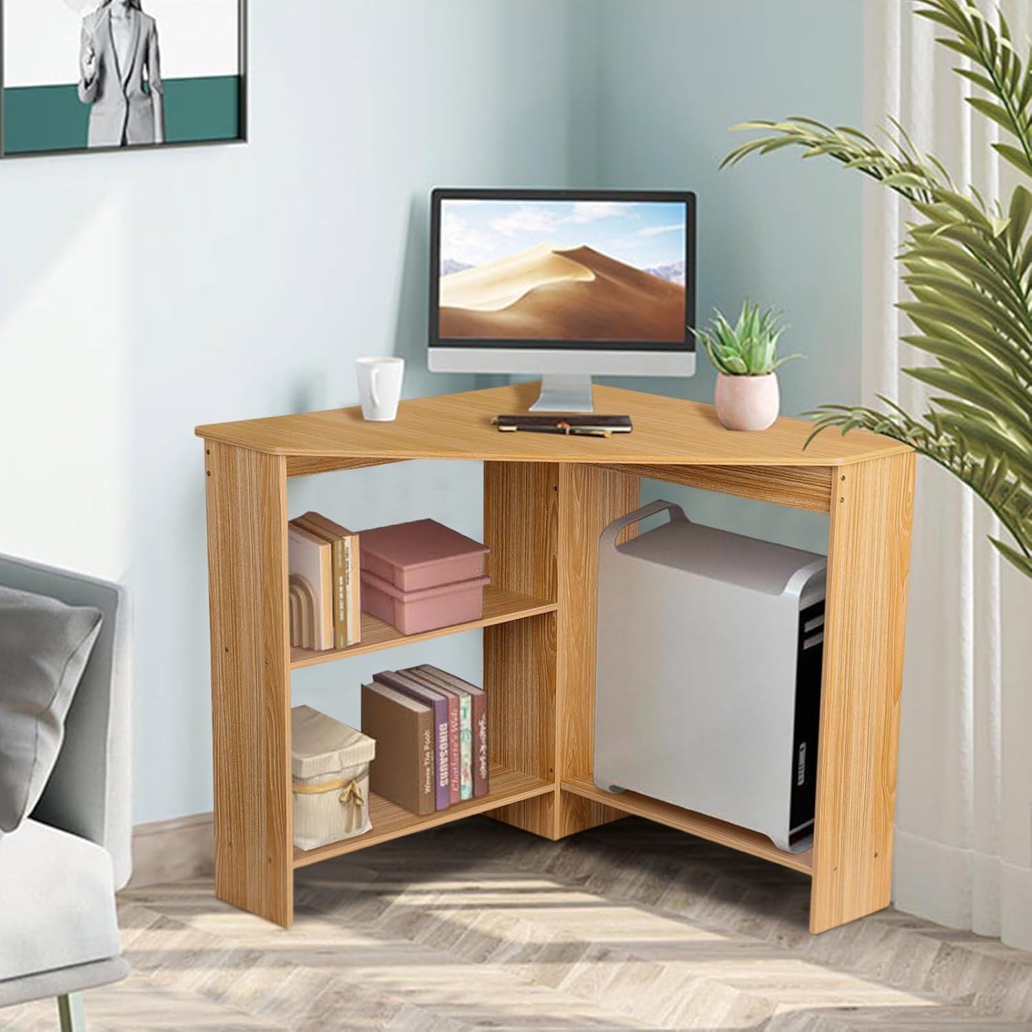 Amazon.com: Talent Star Corner Computer Desk, Small Desk with Drawers ...
