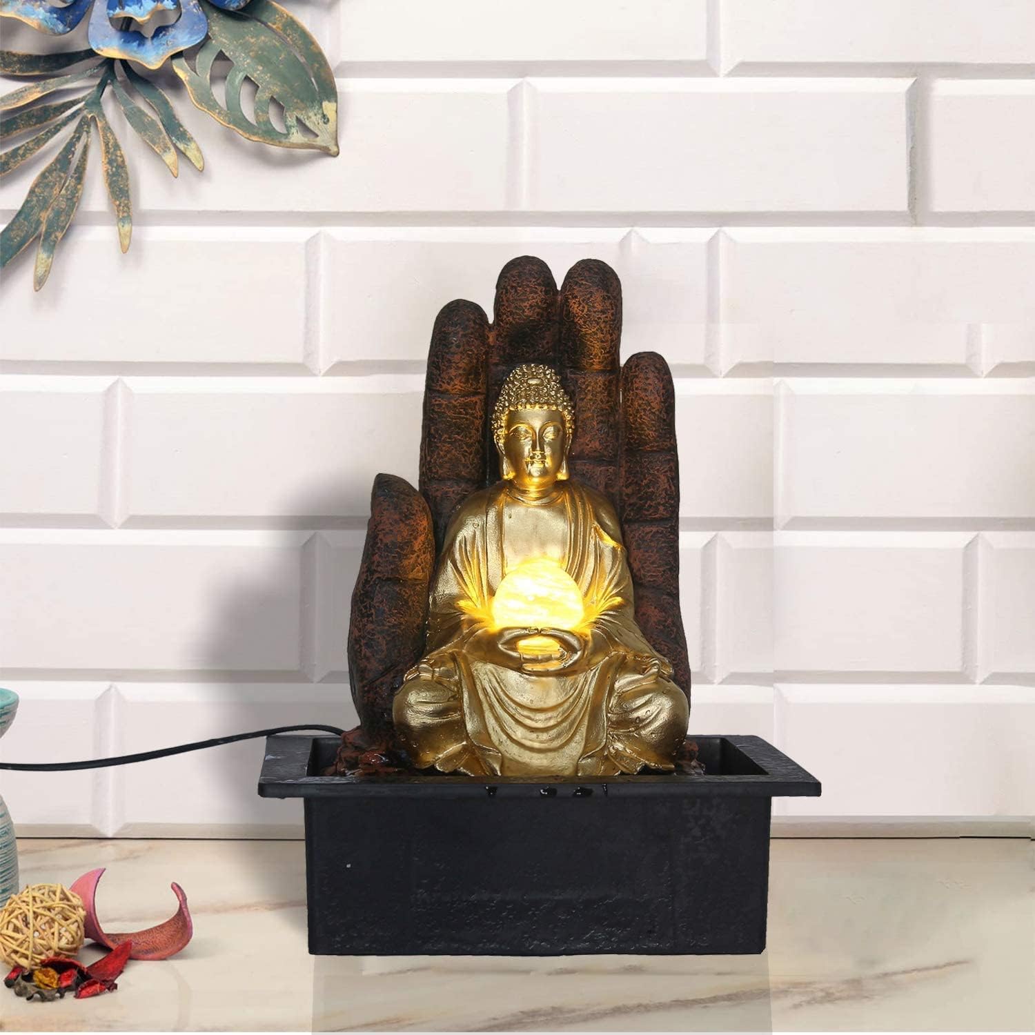 Amazon.com: Shoppers Delight Designer Brown Golden Meditating Buddha ...