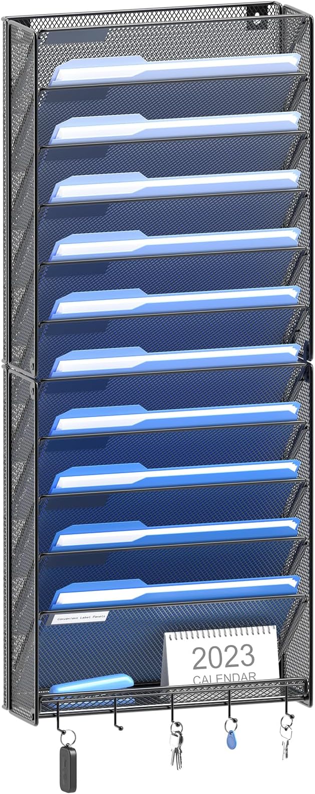 OUTWOLF Hanging Wall File Organizer with Hooks, 12 Tier Vertical Wall ...
