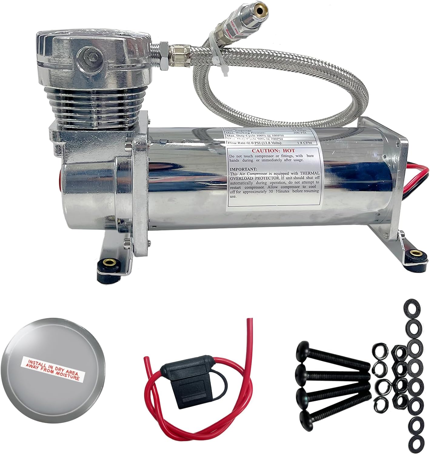 Amazon.com: Bxmgr 200 PSI Heavy-Duty Air Compressor with 1/4" NPT, 12V 23A, 1.86 CFM, 100% Duty ...