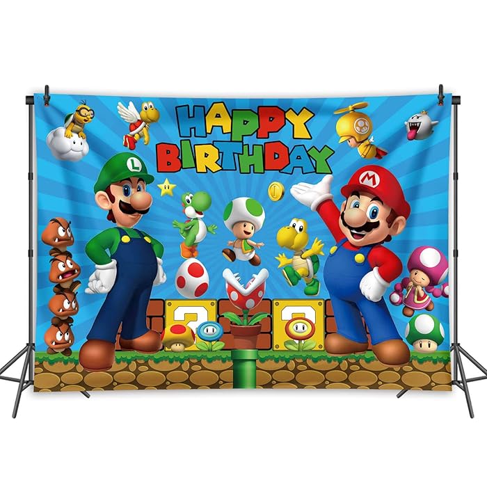 Buy Super Mario Backdrop Kids Game Adventure Party Mushroom Gold Coins ...