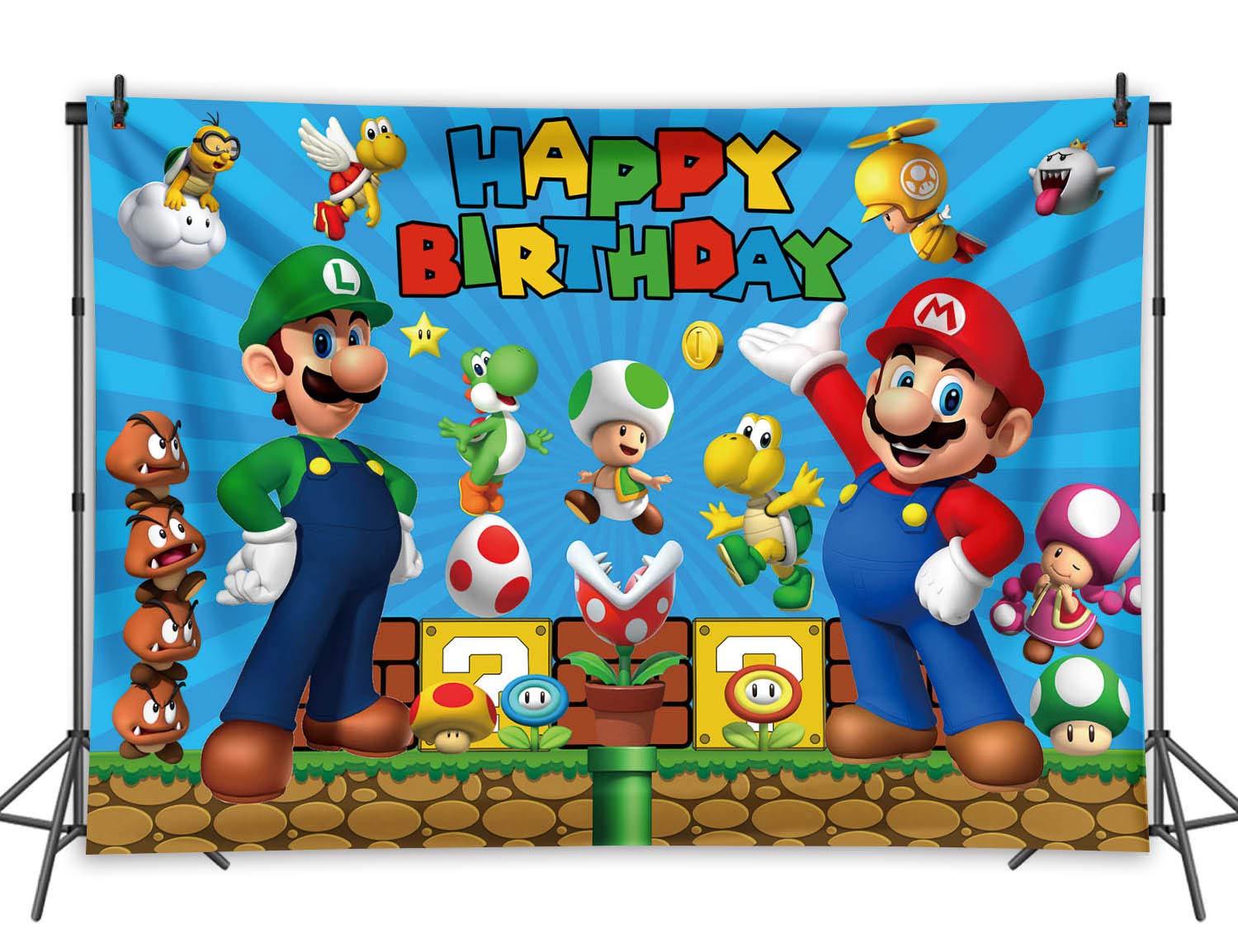 Buy Super Mario Backdrop Kids Game Adventure Party Mushroom Gold Coins ...