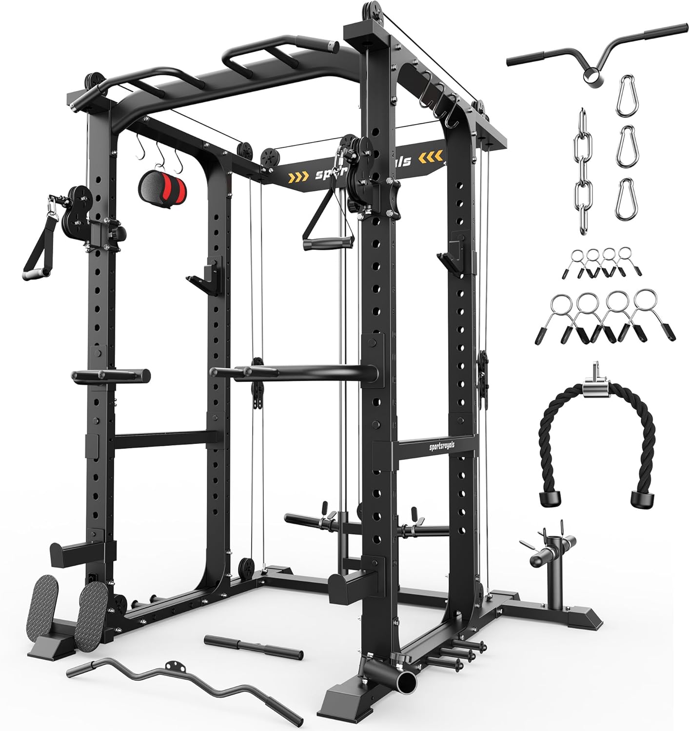 Sportsroyals Power Cage,1600lbs Multi-Function Power Rack with ...