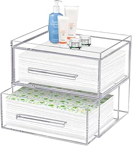Amazon.com: Disposable Face Towel Storage Box - Acrylic Holder With Two ...