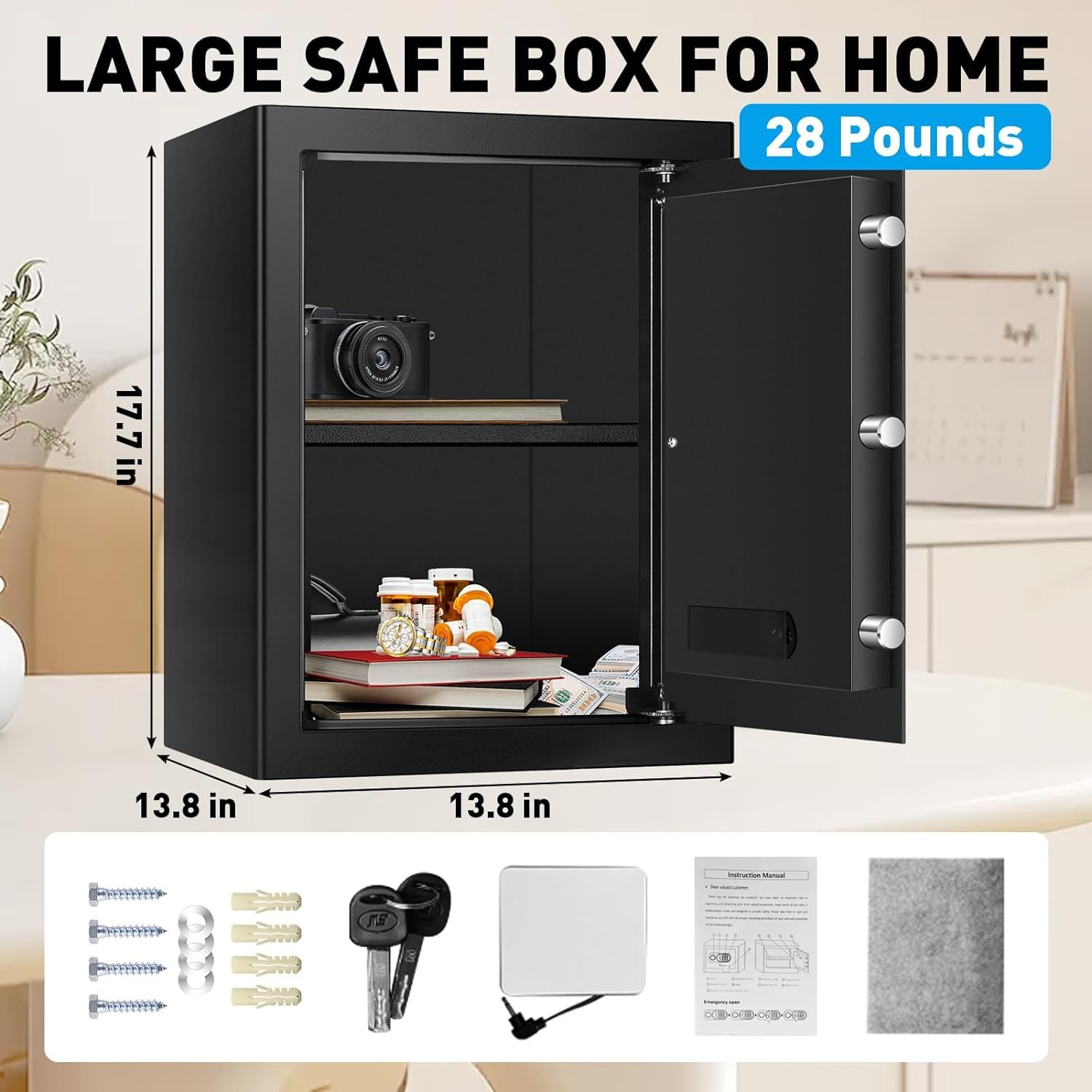 Snapklik.com : ToruKeep 2.3 Cu Ft Home Safe Box Fireproof Waterproof ...