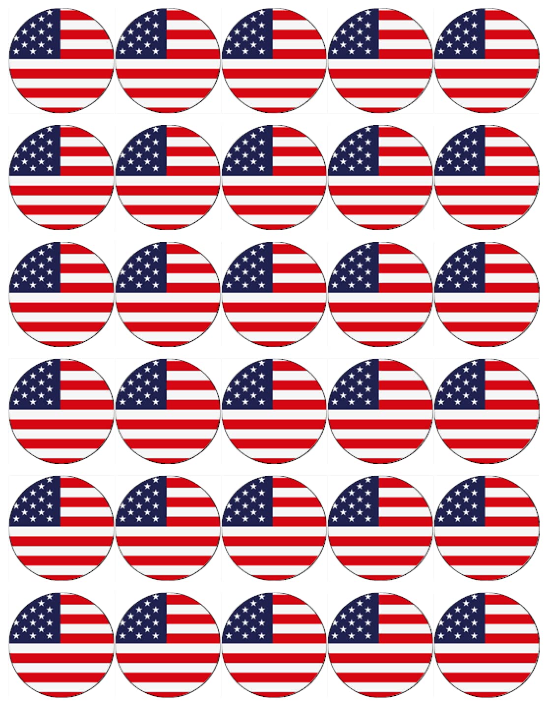 30 Usa United States American Flags Cupcake Toppers Edible Wafer ...