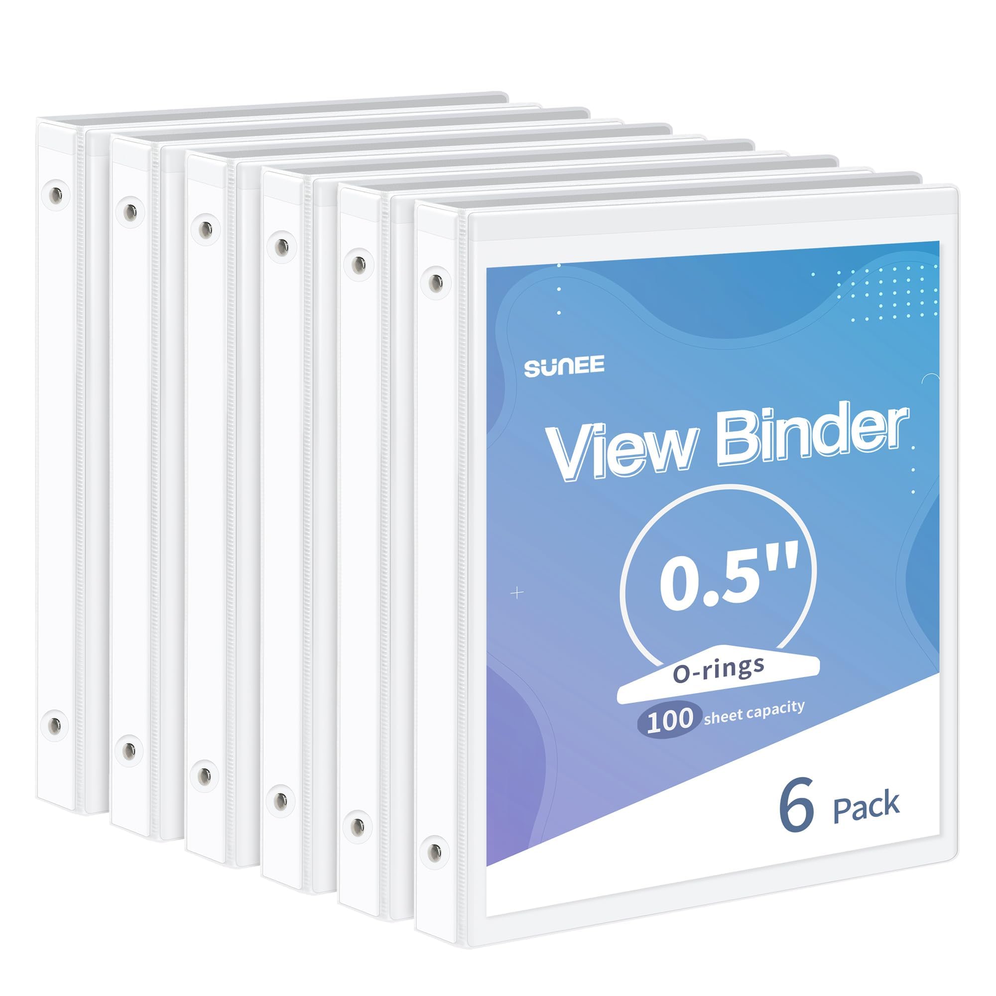 Snapklik.com : SUNEE 1/2 Inch Binders 3 Ring 6 Pack, Three Ring Binders Half Inch Clear View PVC ...