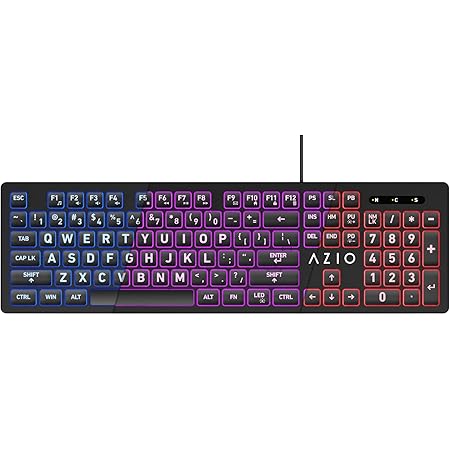 Amazon.com: Azio Large Print Keyboard - USB Computer Keyboard with 3 ...
