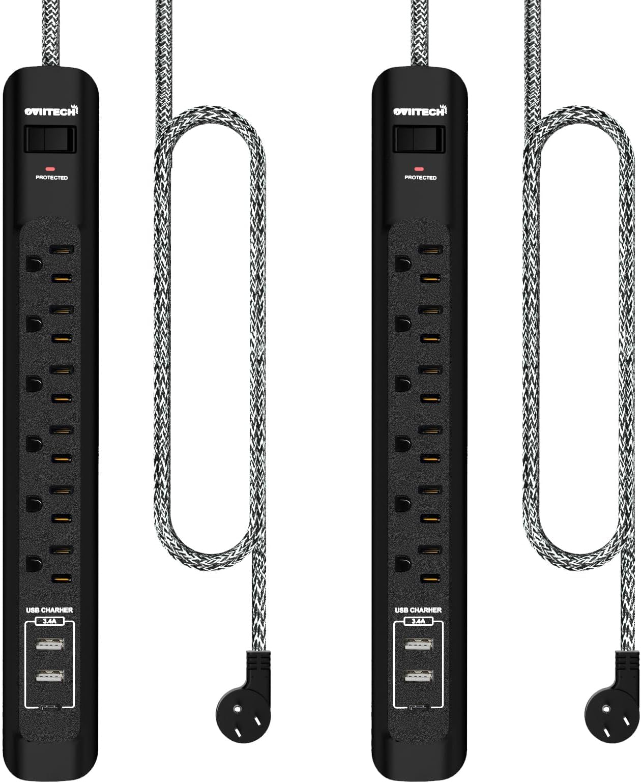 Amazon.com: 2 Pack Power Strip Surge Protector with USB Ports, 6 AC ...