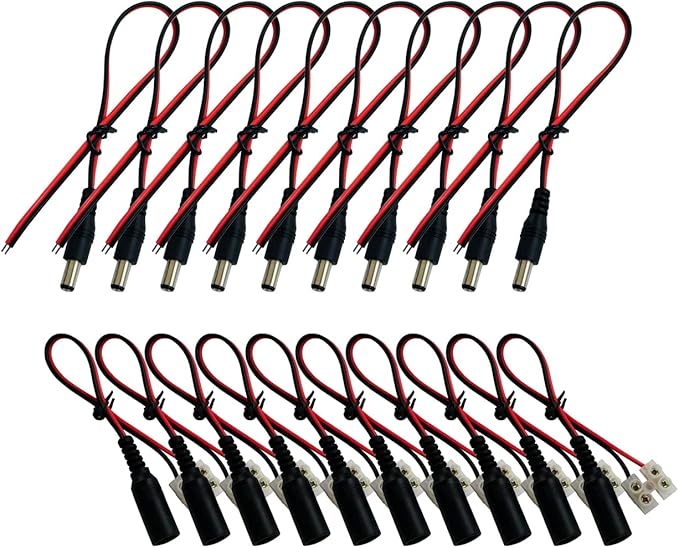 Amazon.com : eSecure DC Power Pigtail Flying Leads for CCTV Security ...