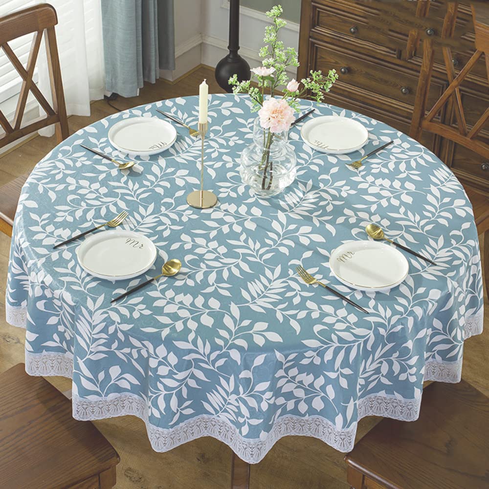 JSJSYO Round Tablecloth Wipe Clean 180cm Waterproof Wrinkle Free Stain ...