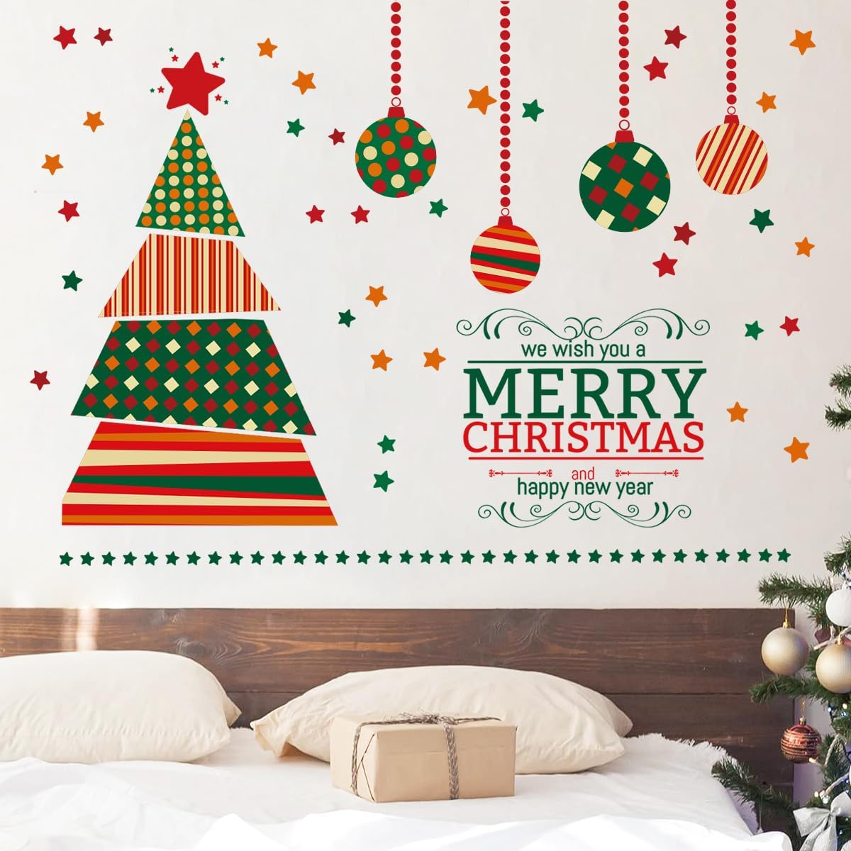 Calcomanías de pared de árbol de Navidad, calcomanías de pared de ...