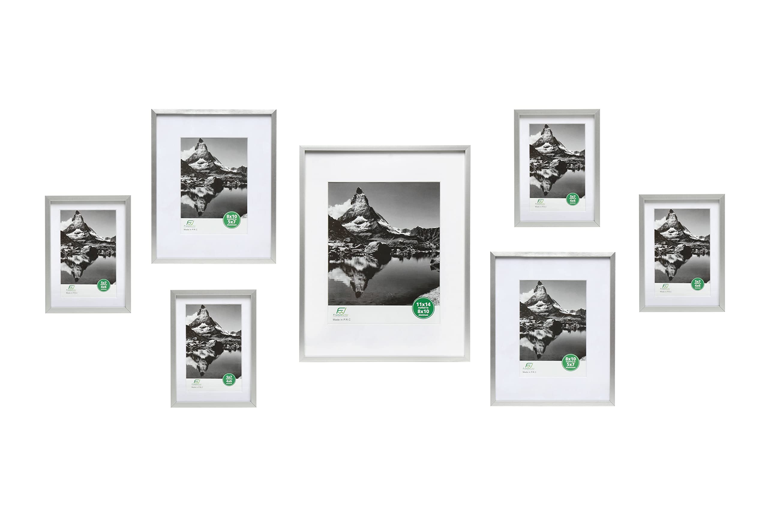 FrameWorks 7-Piece Deluxe Silver Aluminum Contemporary Picture Frames ...