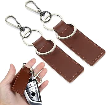 2Pcs Key Chain, Genuine Leather Car Keychain with Rings, Universal Key ...