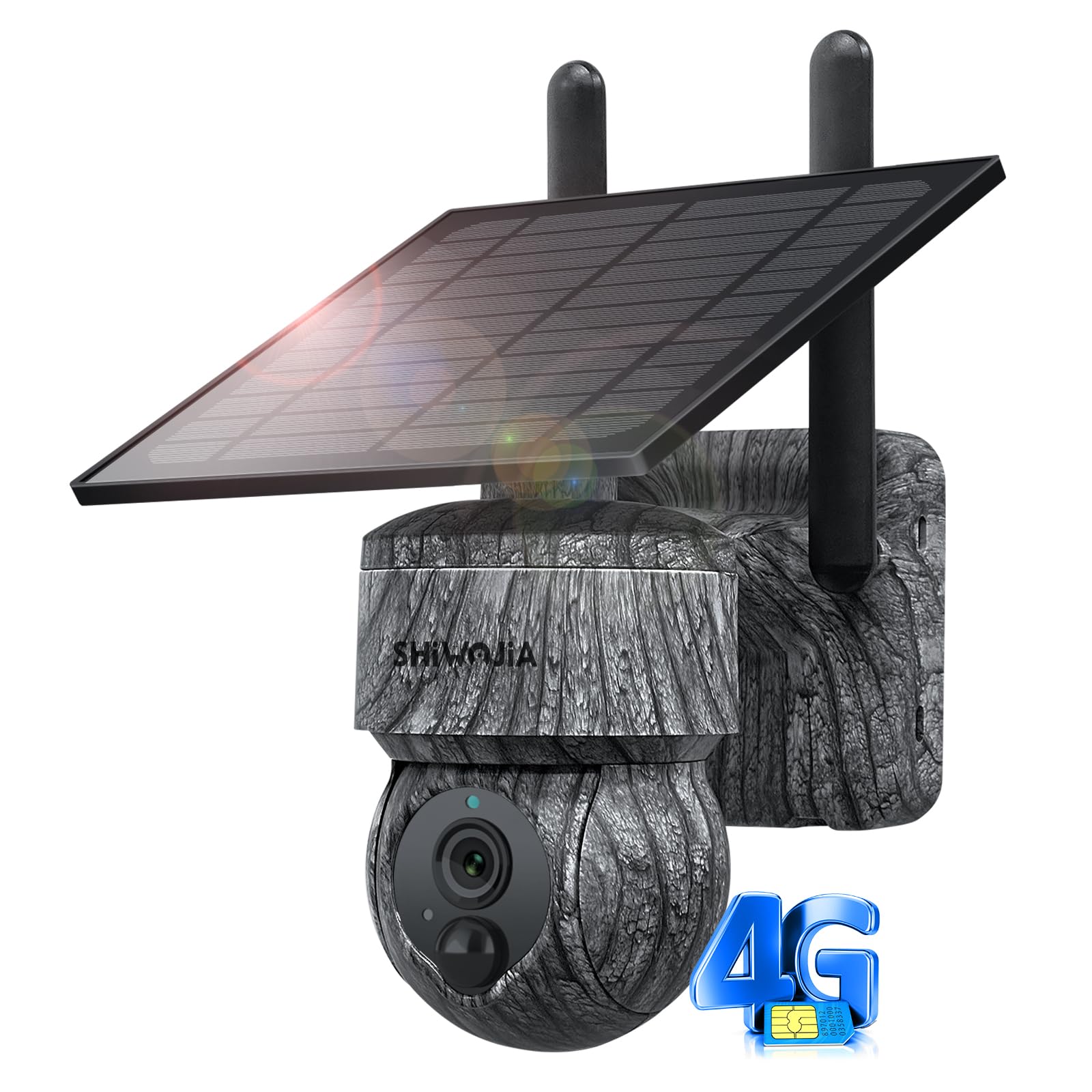 SHIWOJIA 4G LTE Solar Security Camera Outdoor with SIM Card, 2K HD 360 ...