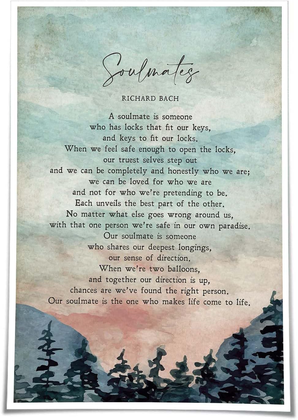 Amazon.com: Jelyfisg Soulmates Poem Wall Art Poetry Poster Vintage Love ...