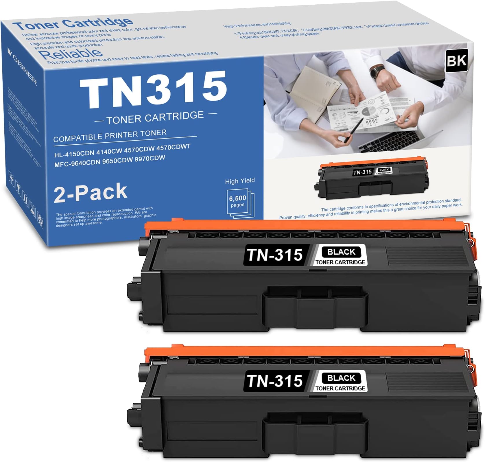 Amazon.com: 2 Pack TN315 Toner Cartridge Compatible TN-315BK Toner ...