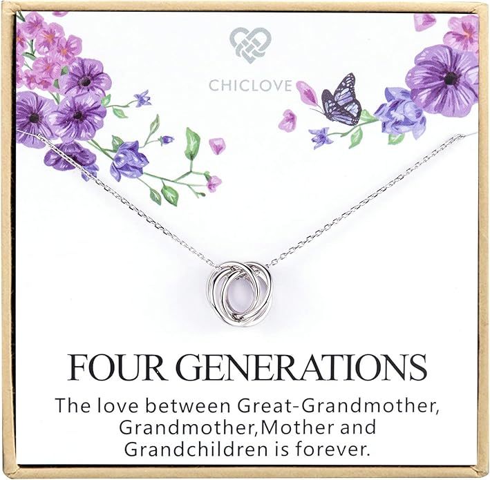 Amazon.com: CHICLOVE Four Generations Necklace - Sterling Silver Circle ...