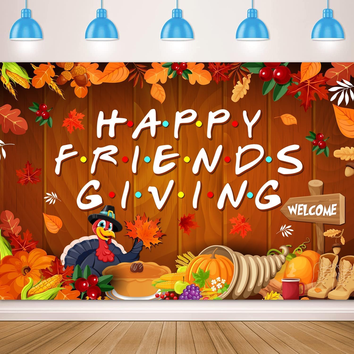Amazon.com : Friendsgiving Backdrop Decorations,5x3Ft Happy ...