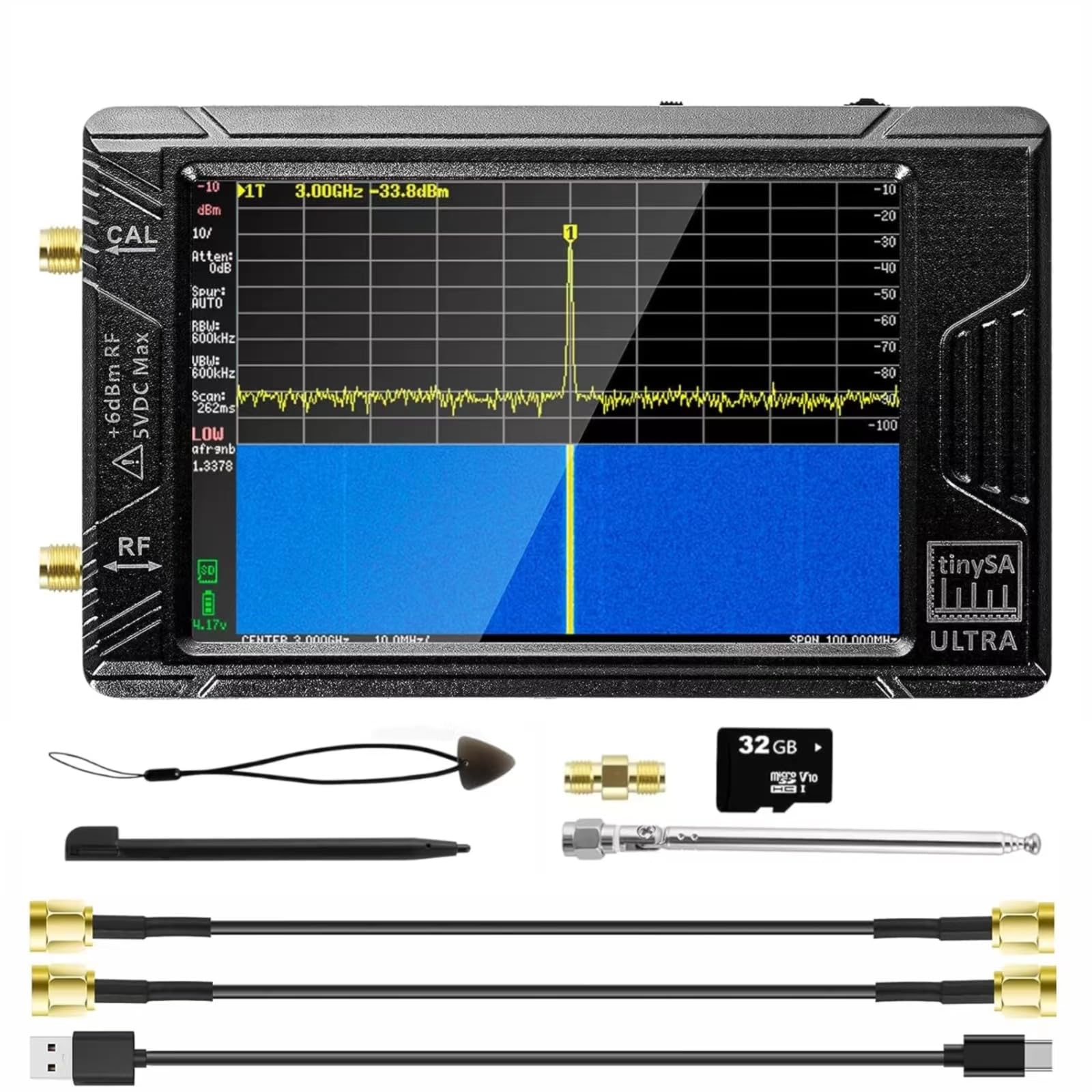 WOOKLEA 4inch TinySA Ultra Spectrum Analyzer 100kHz-5.3GHz V0.4.5.1 ...