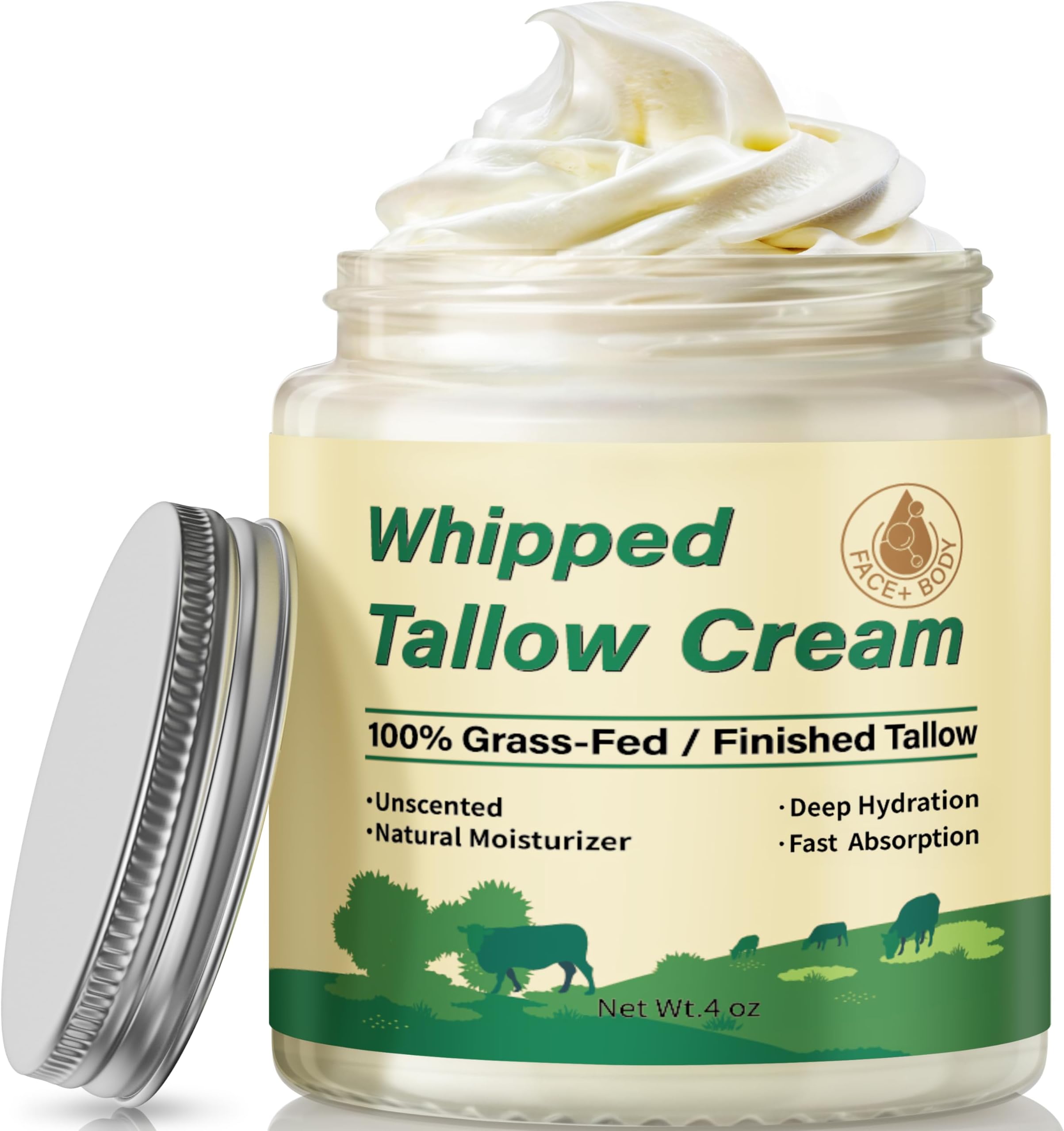 Amazon.com: ZIIDII Beef Tallow for Skin, Organic Grass Fed Whipped Beef ...