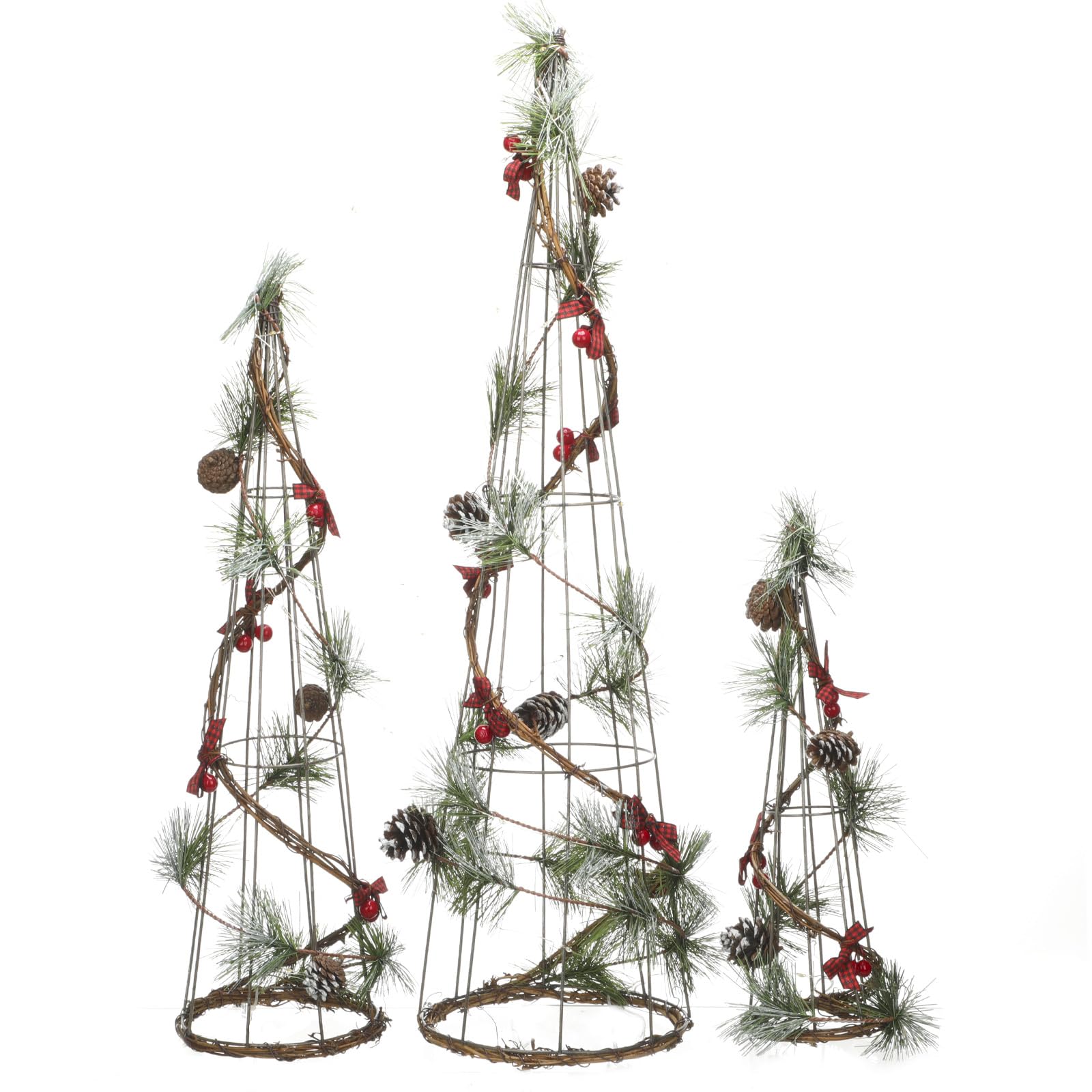 Amazon.com : Syhood Set of 3 Christmas Wire Cone Tree Cone Xmas Tree ...