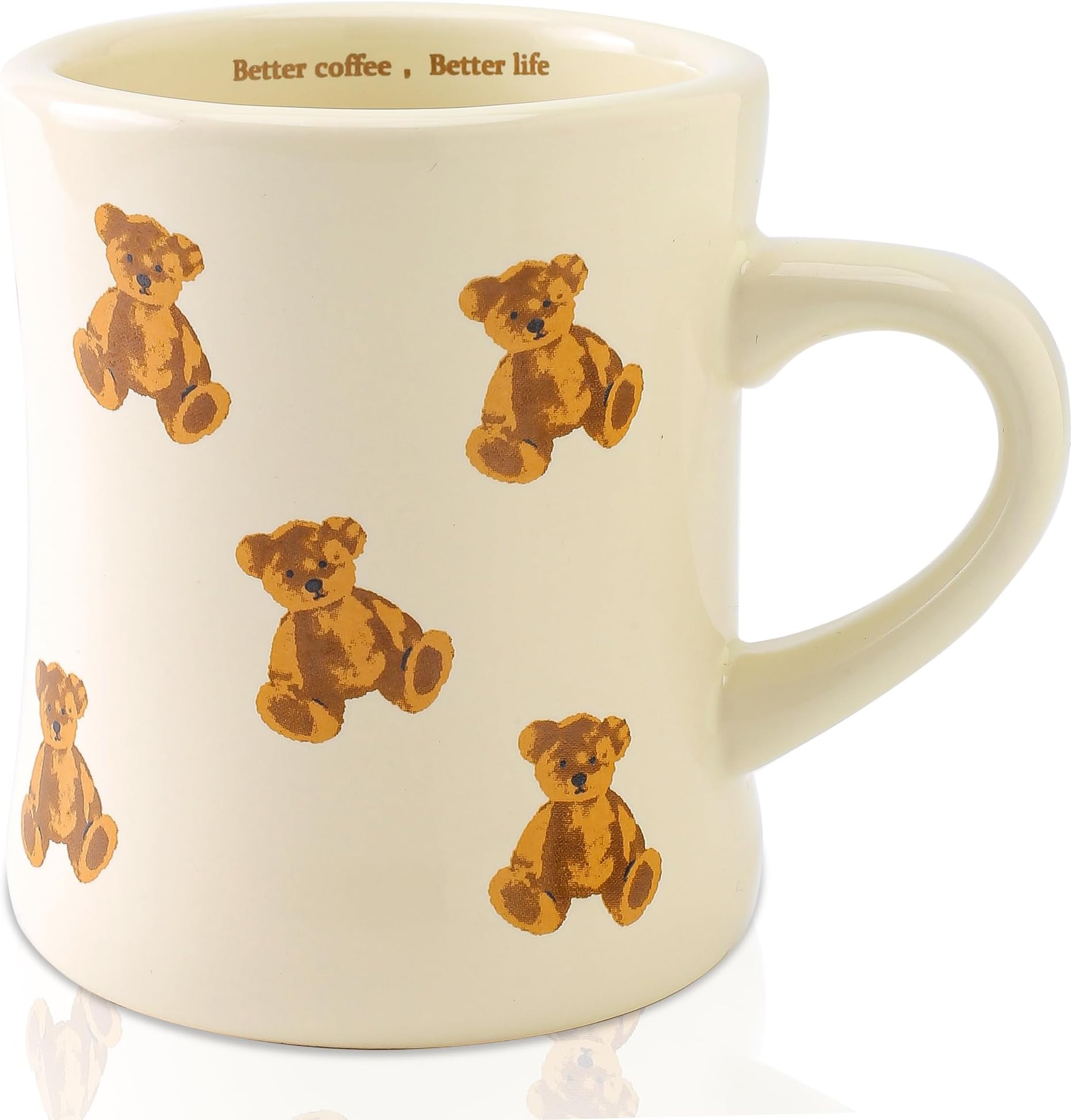 Amazon.com: Heardbeli Women Girls Creamy White Cartoon Bear Mugs ...