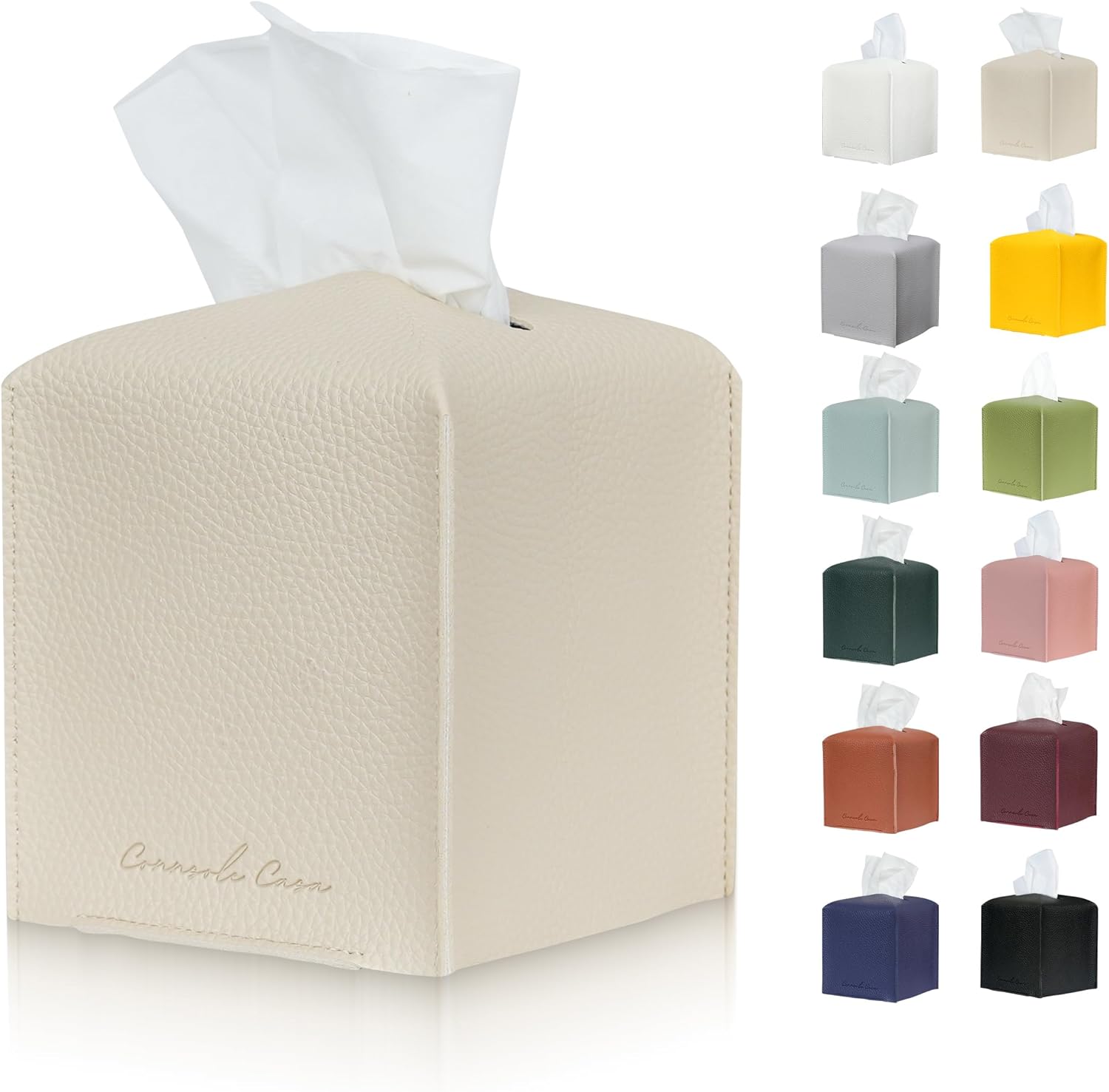 Amazon.com: Connsole Casa Premium PU Leather Tissue Box Holder ...