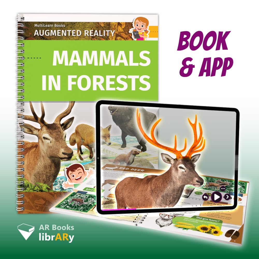 Book with magical augmented reality on mammals in forests, 16 topics ...