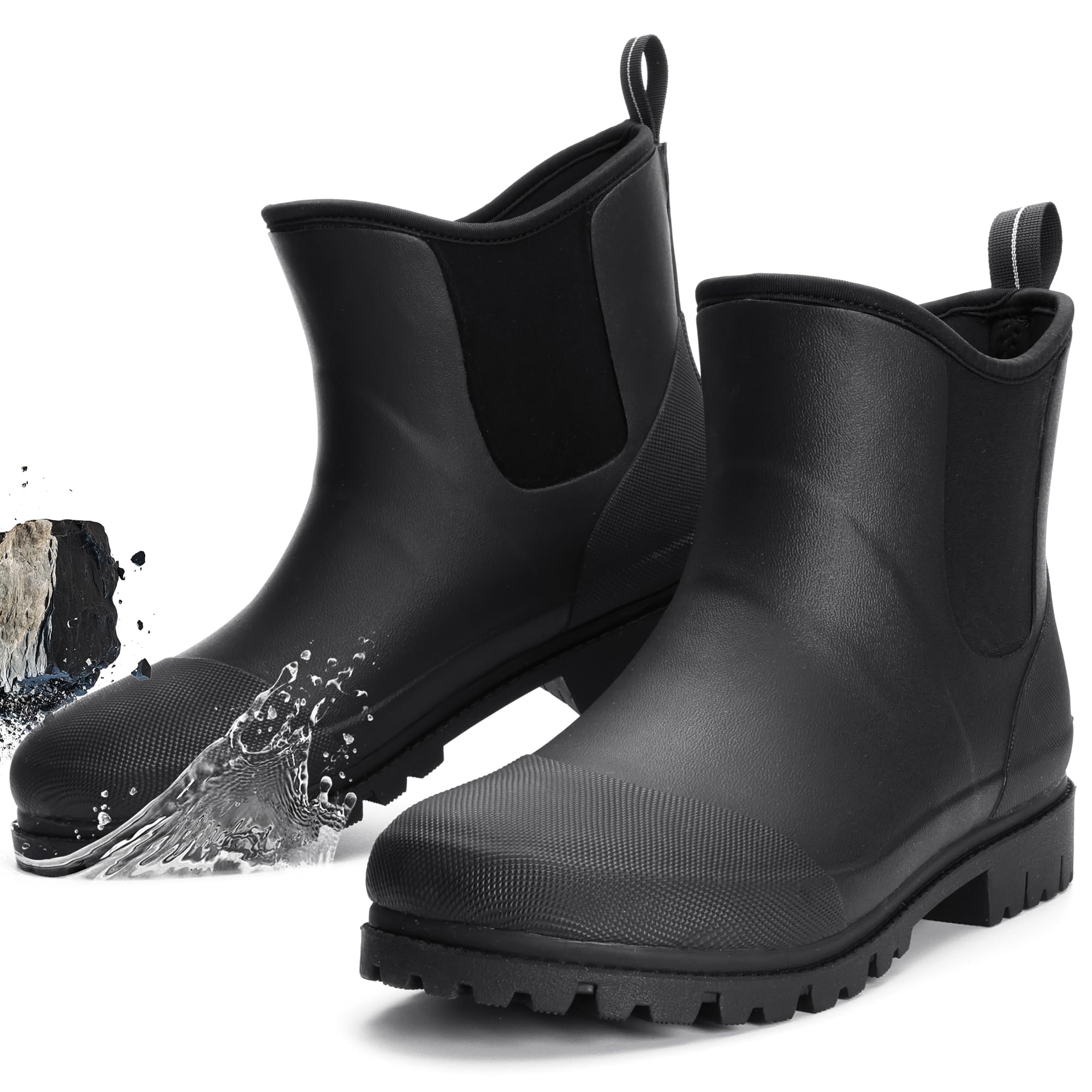 Snapklik.com : Furuian Mens Steel Toe Chelsea Rain Boots - Waterproof ...