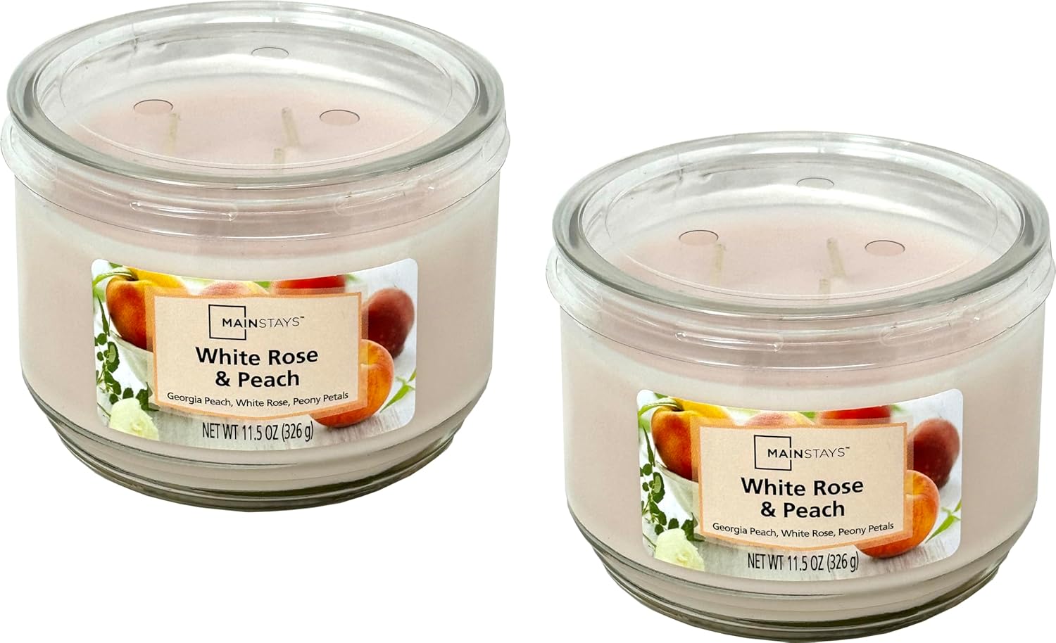 Amazon.com: Maclock Mainstays 11.5oz Scented Candle 2-Pack (White Rose and Peach), Neutral, RC ...