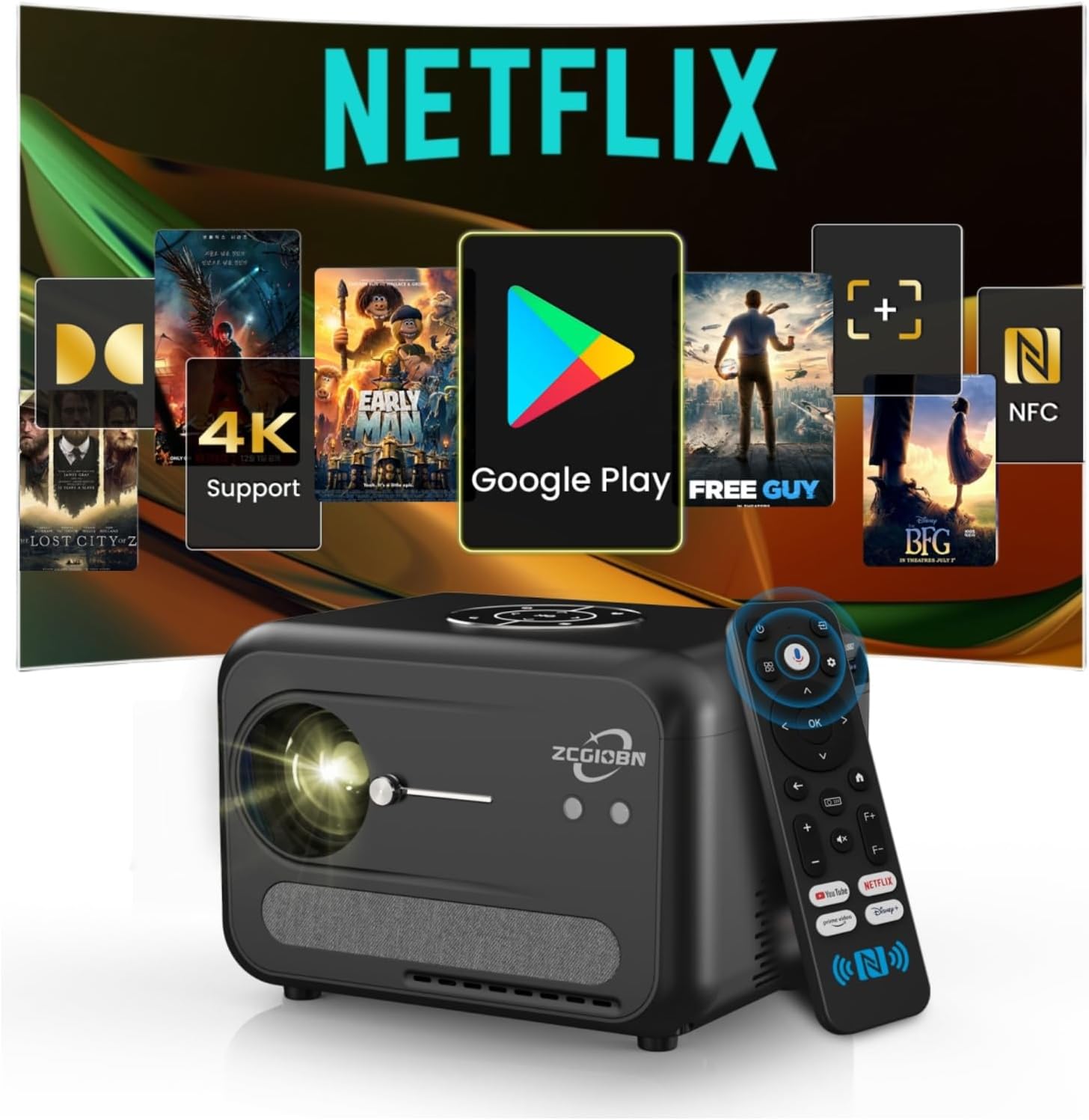 Amazon.com: 2025 Portable Movie Projector 4K Indoor Outdoor with NFC ...