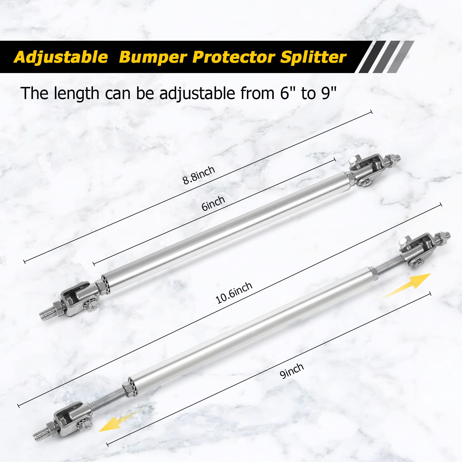 Snapklik.com : Adjustable Front Splitter Support Rods, 6"- 9" Bumper ...