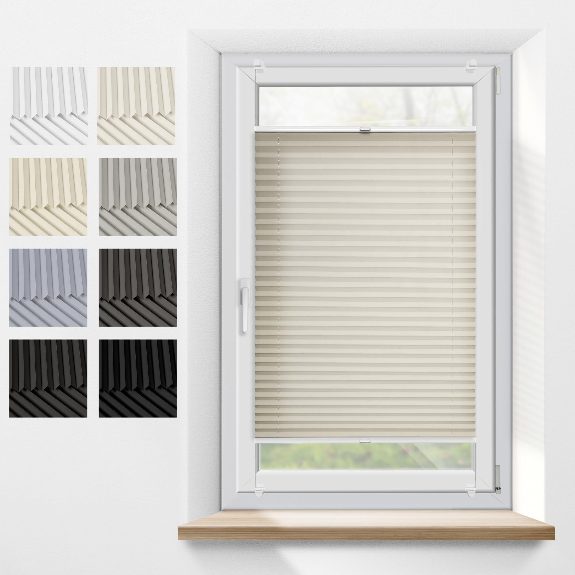 Tuki Systems® Tenda Plissettata Con Foratura su Misura | Per finestre ...