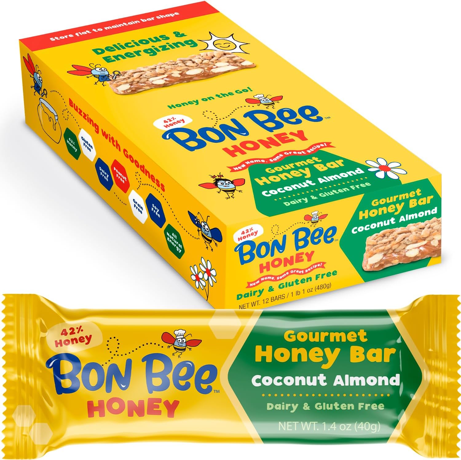 Amazon.com : BON BEE Honey Bunchies All Natural Honey Bar - Natural ...