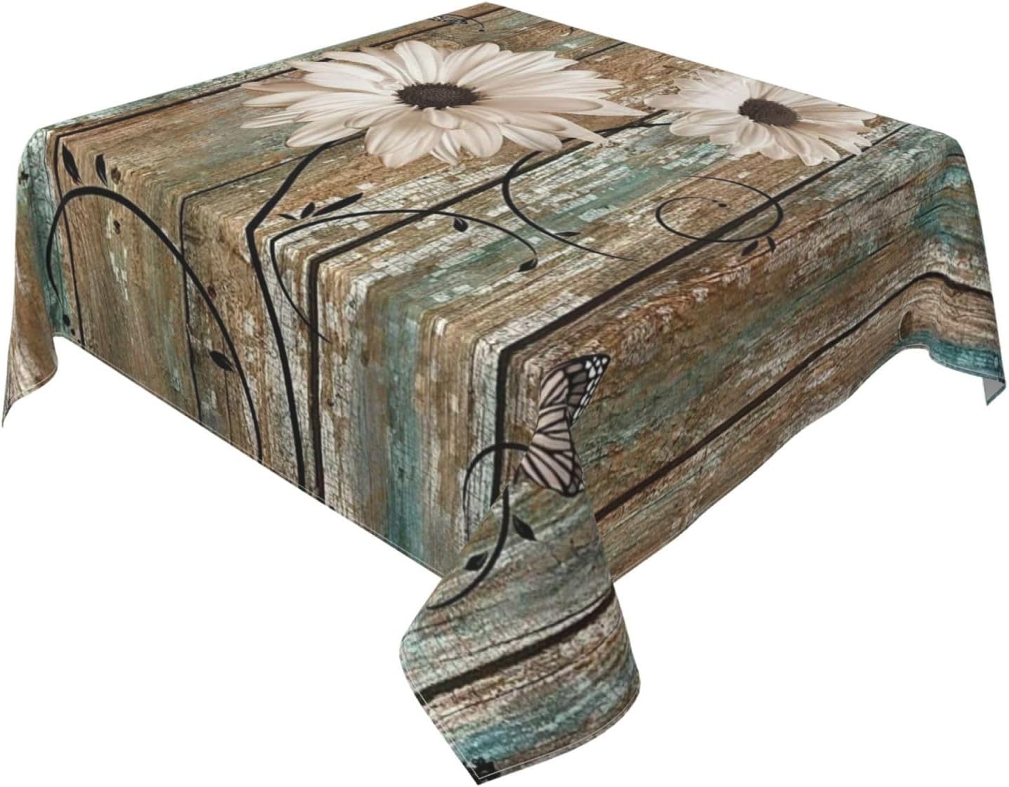 Amazon.com: GOLIANDA Sunflowers Tablecloth 60x60 Inch Square, Vintage ...