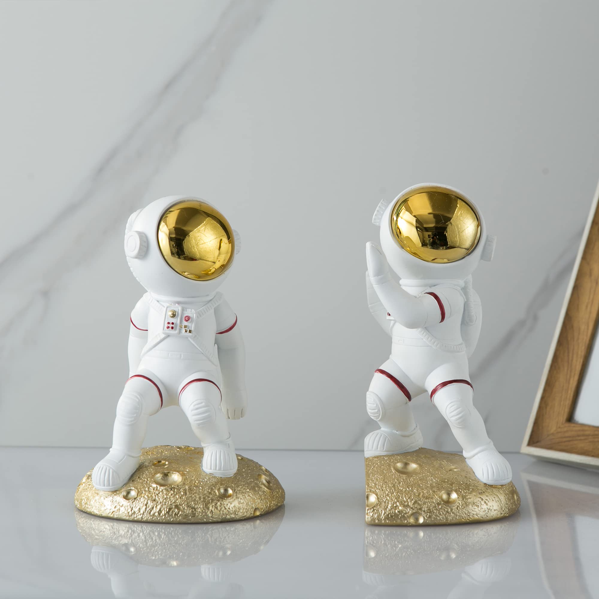 Banllis Space Theme Bookends for Shelves, Astronaut Moon Book Ends for ...