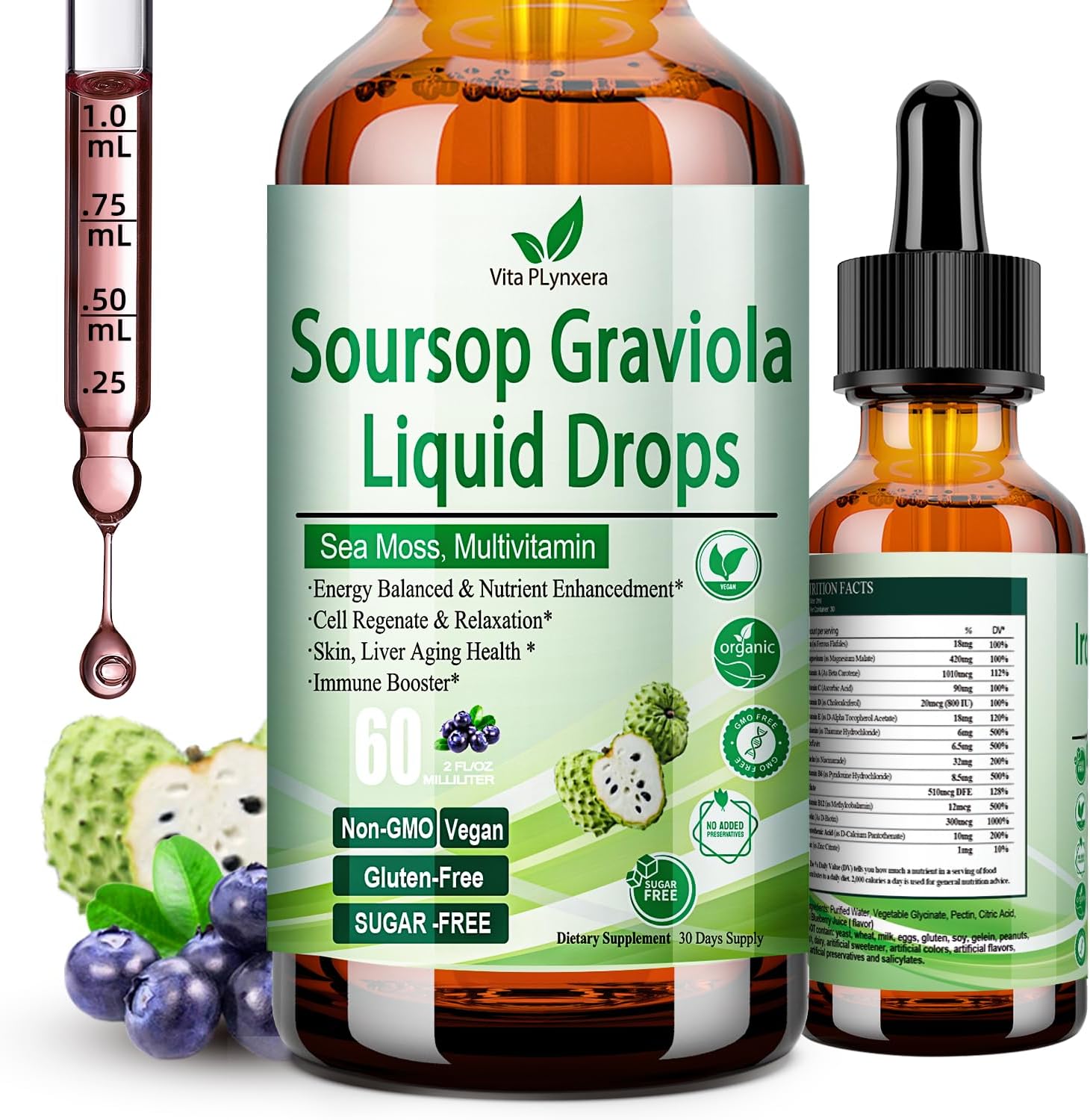 Amazon.com: (2 Pack) Soursop Graviola Liquid Drops - 1800mg Soursop ...