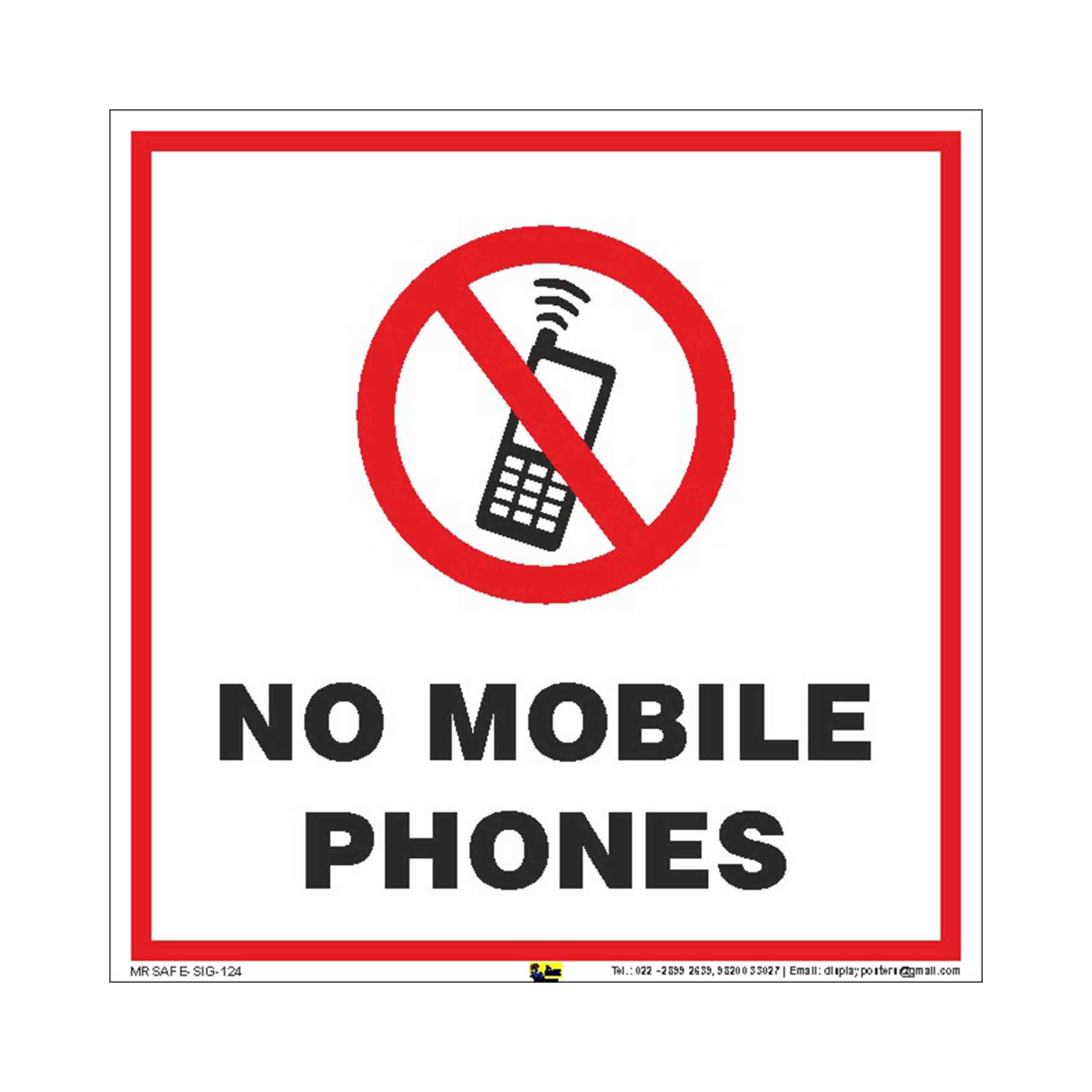 Mr. Safe - No Mobile Phones Sign PVC Sticker 8 inch X 8 inch : Amazon ...