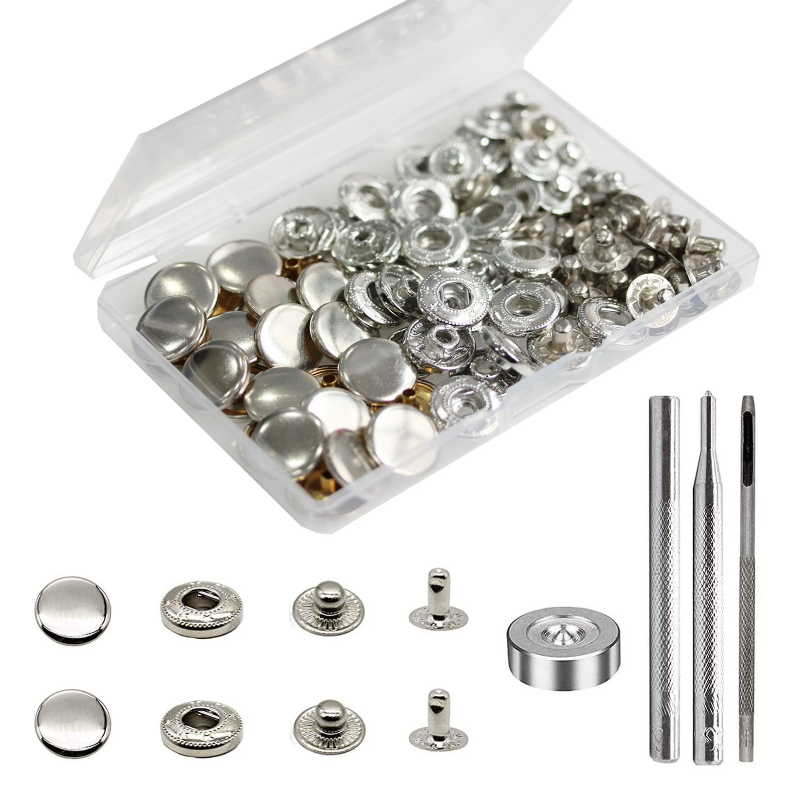 Amazon.com: 24 Sets Heavy Duty Leather Snap Fasteners Kit, BetterJonny ...