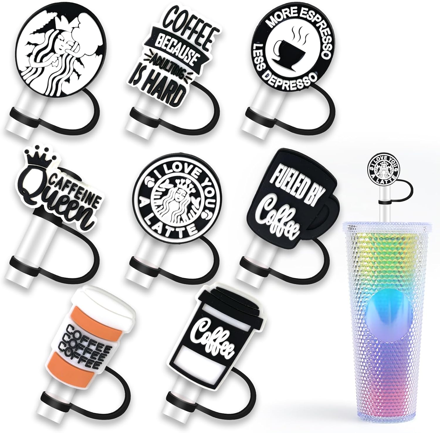 Amazon.com: 8Pcs Coffee Straw Cover for Tumbler Cap, Drink Coffee Straw ...