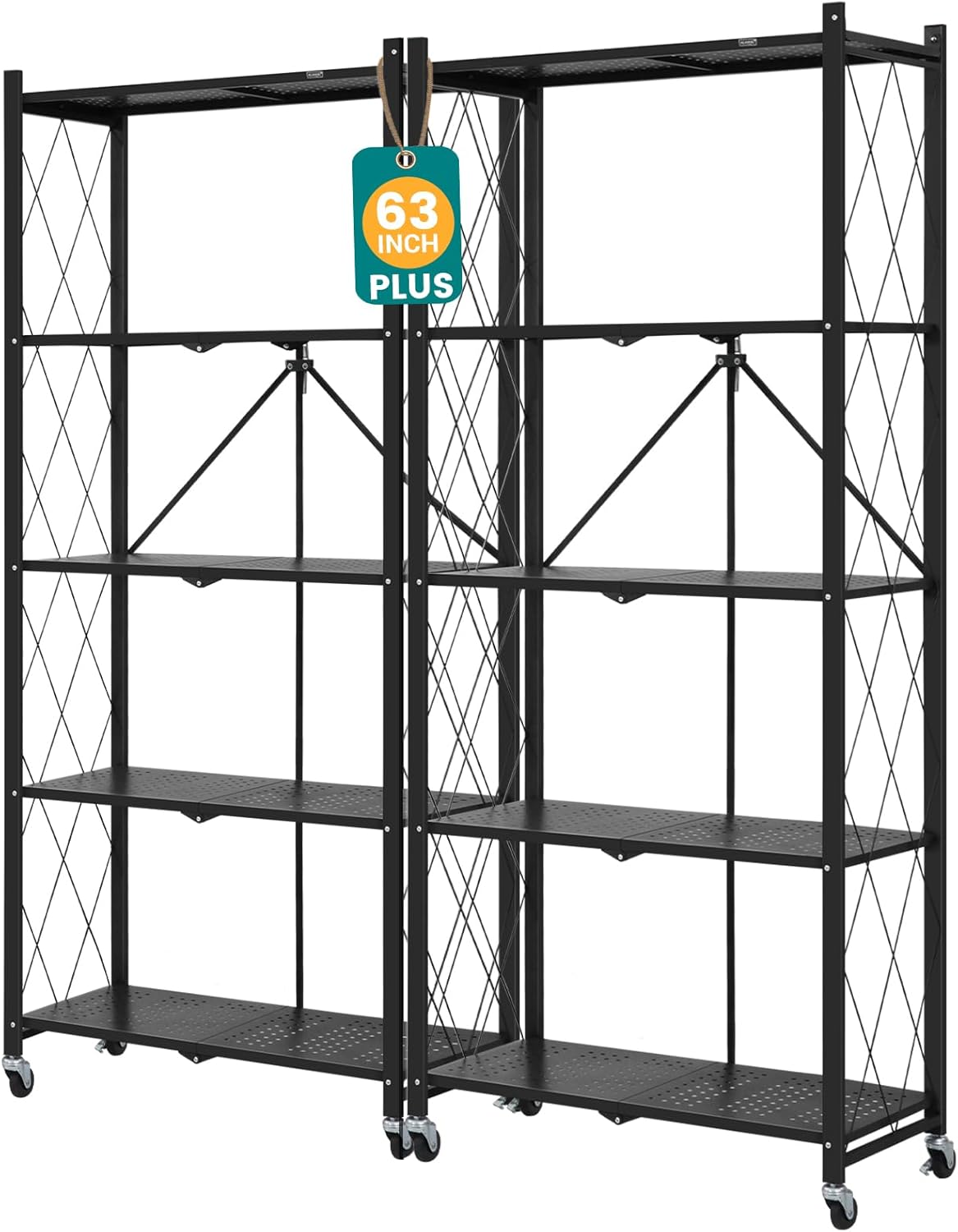 Amazon.com: ALANNG 70.7" H Metal Storage Shelves, 5 Tier Folding ...